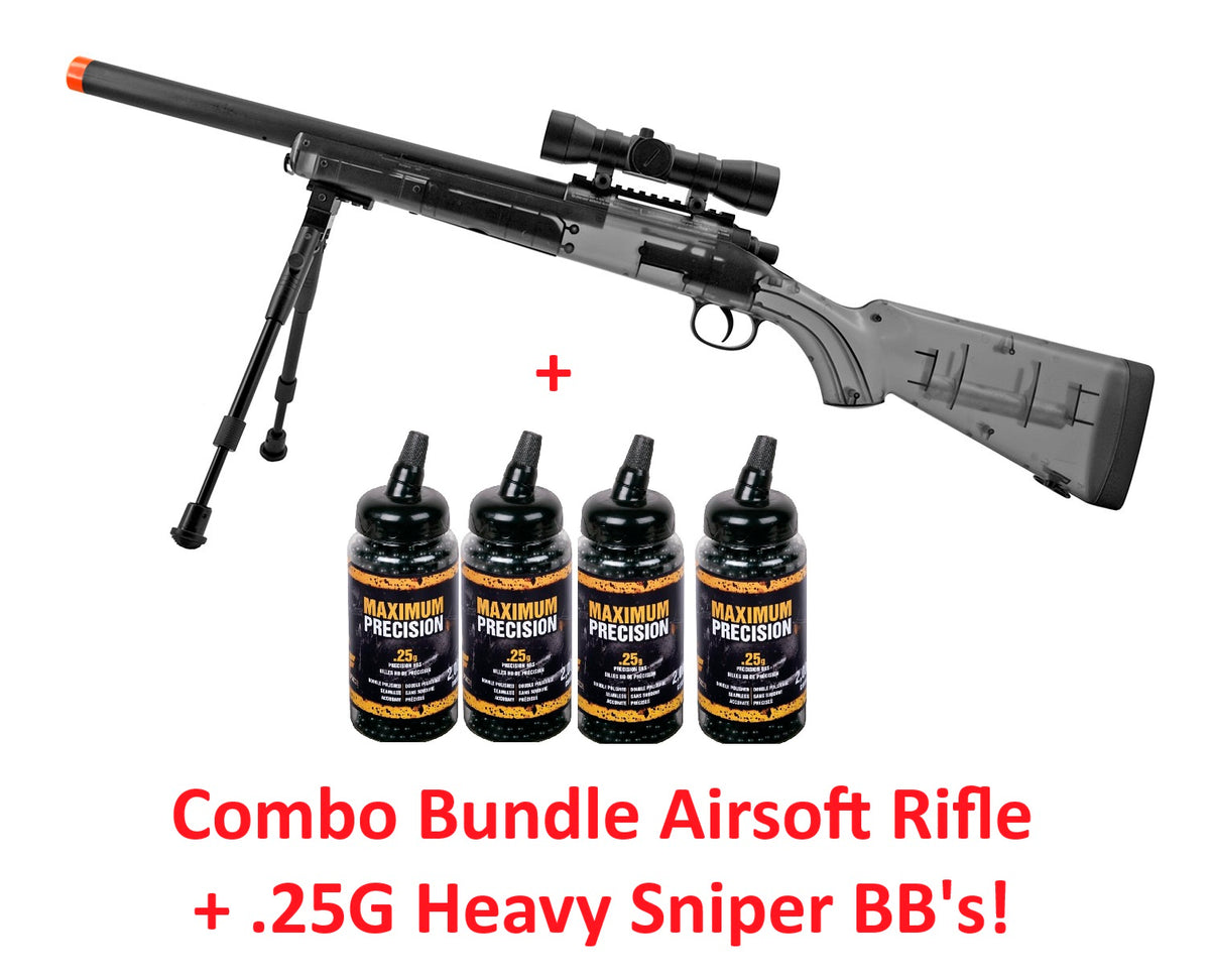 Crosman Game Face Airsoft Spring Sniper Rifle Bundle 425 FPS New W/BB ...